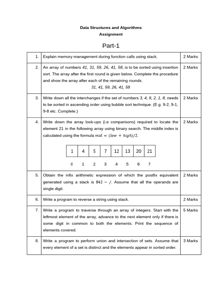 DSA Assignment Part 1 | PDF