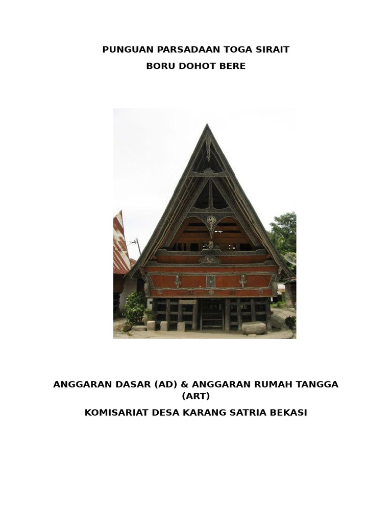 AD/ART Punguan Raja Toga Sirait Bekasi | PDF
