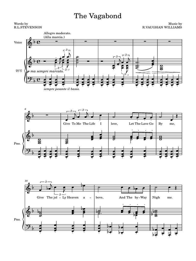 Vaughan Williams' "The Vagabond" Sheet Music | PDF