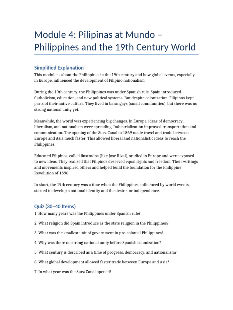 19th Century Philippines and Nationalism | PDF | Philippines | Nationalism