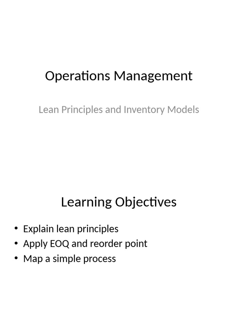 Lean Principles and Inventory Models Guide | PDF