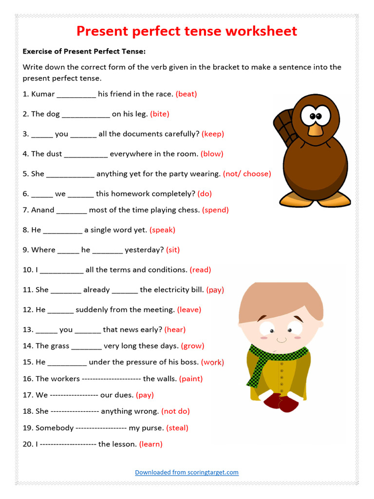 Exercise of Present Perfect Tense | PDF