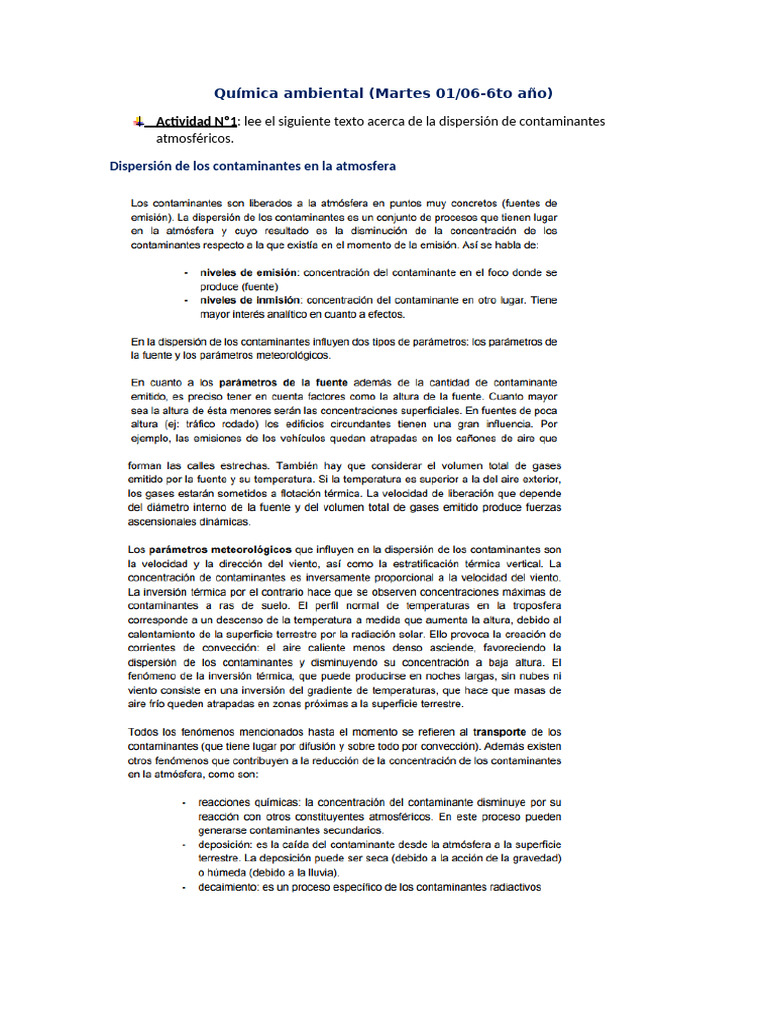 Química Ambiental-Emision e Inmision | PDF