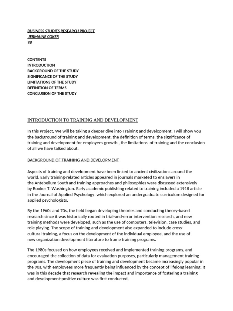 Business Studies Research Project | PDF | Employment | Behavior ...