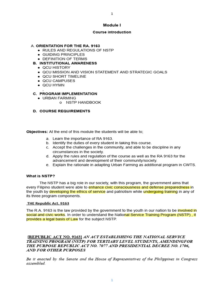 NSTP Module 1 | PDF