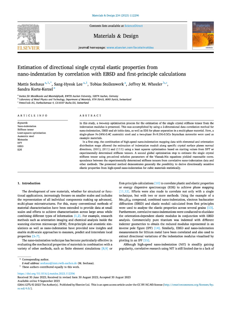 Estimation of Directional Single Crystal Elastic Properties From | PDF