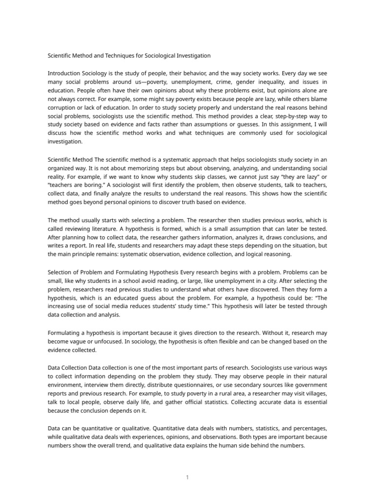 Sociological Research: Scientific Methods Explained | PDF | Scientific ...