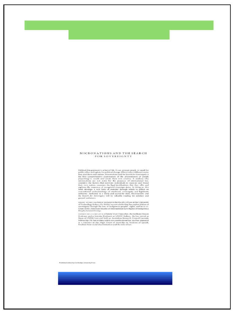 Micronations and The Search For Sovereignty Harry Hobbs Online PDF | PDF