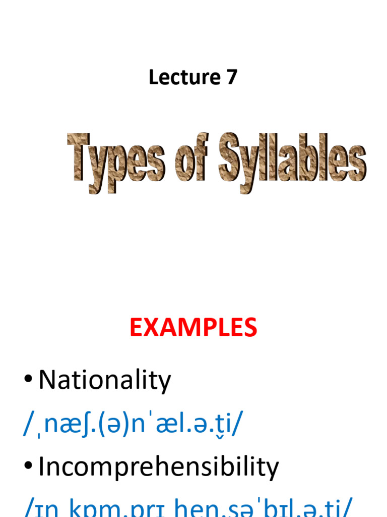 Types of Syllables Explained | PDF | Syllable | Consonant