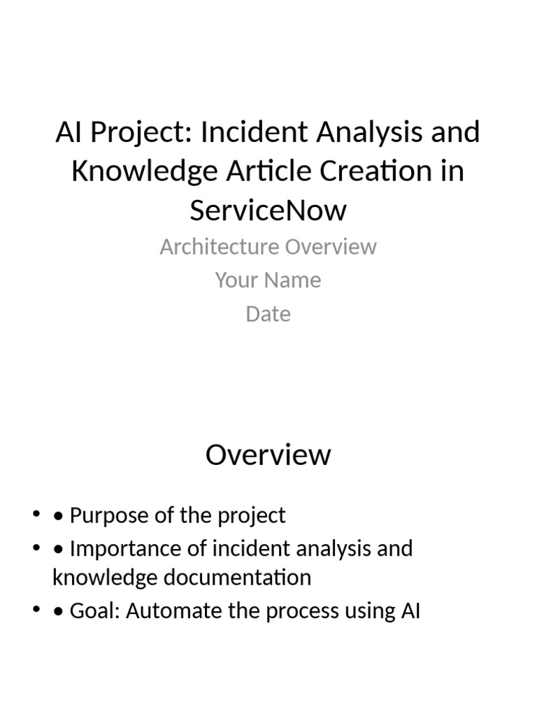 AI Project Incident Analysis ServiceNow | PDF