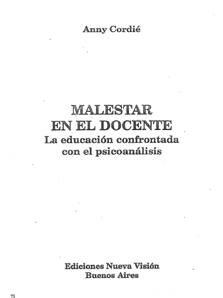 5.anny Cordie - La Transferencia. Malestar en El Docente | PDF