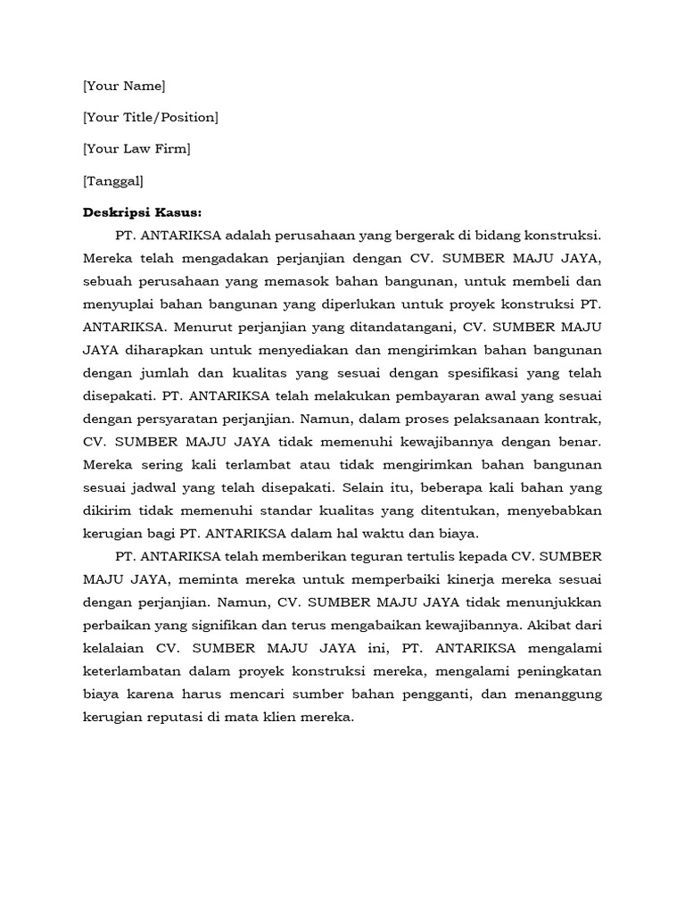 Contoh Legal Opinion | PDF