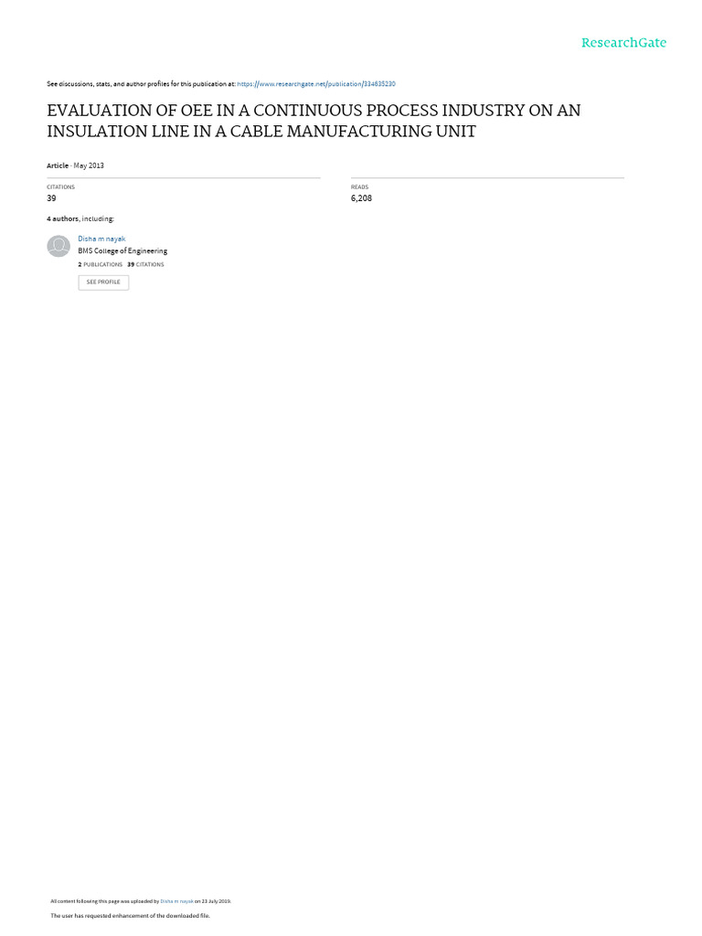 13 Evaluation of OEE in A Continuous Process Industry On An Insulation ...
