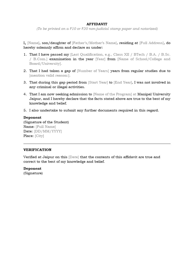 Affidavit Gap in Studies | PDF