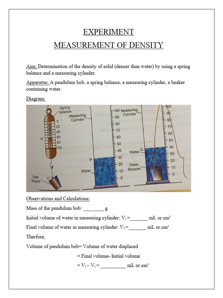 Experiment Measurement of Density | PDF