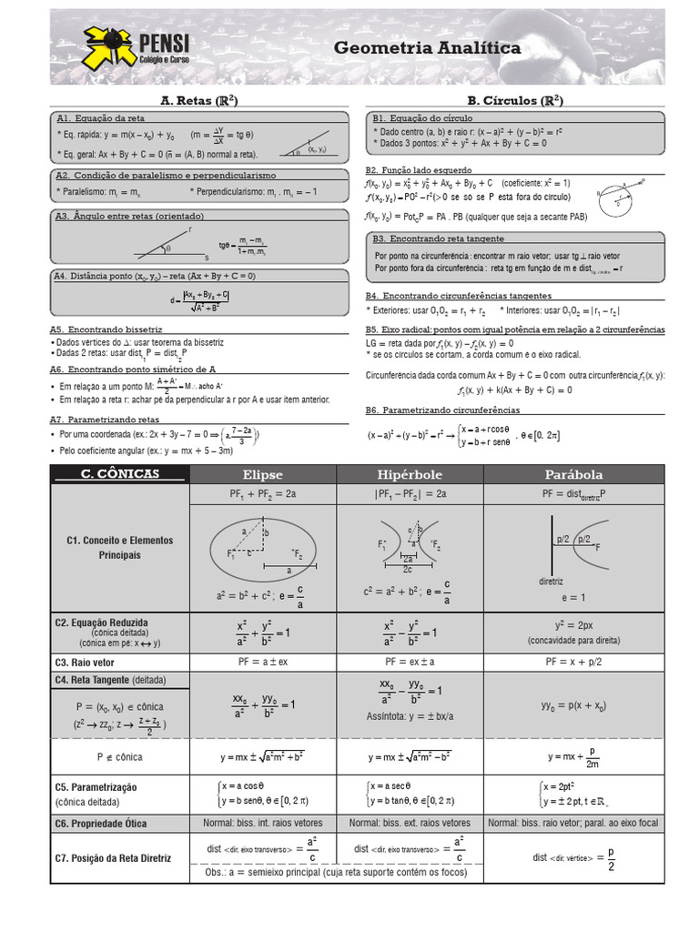 Resumo Geom Analítica Final - PDF Versão 1 | PDF | Círculo | Linha (Geometria)
