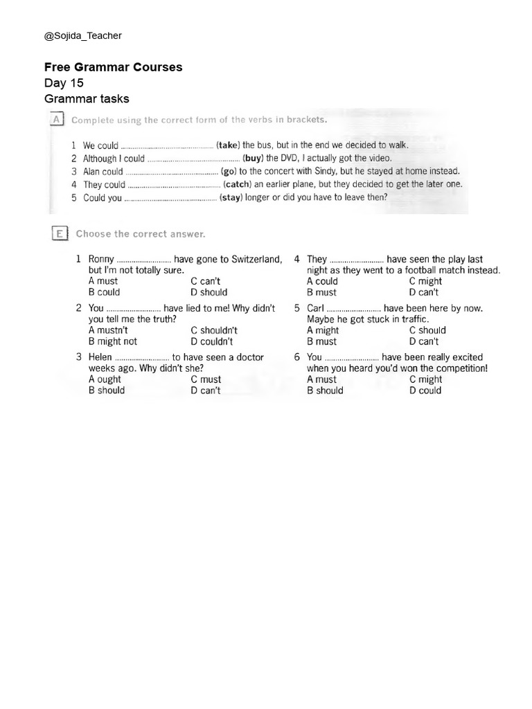 15 Grammar Tasks | PDF