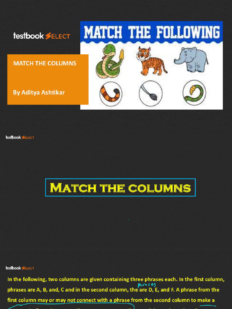 Class On Match The Columns - 8 - 01PM | PDF