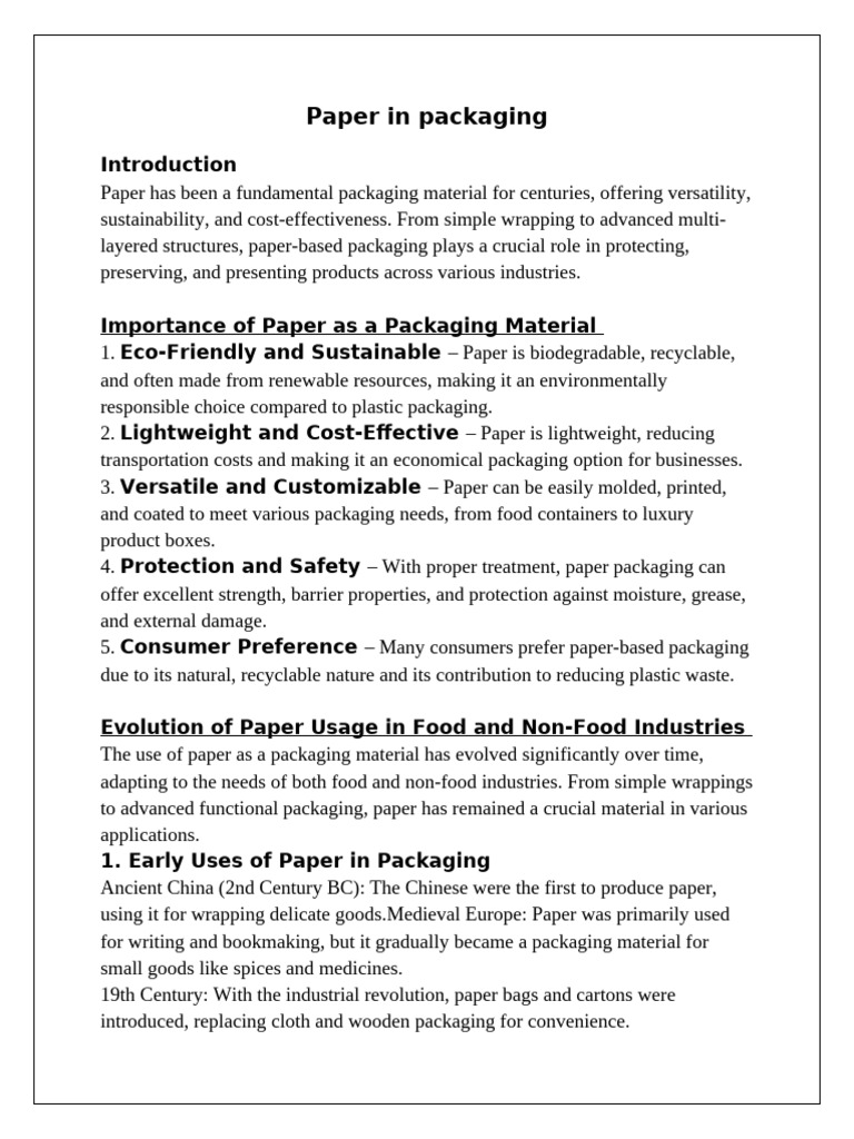 Types of Paper in Food Packaging | PDF | Paper | Pulp (Paper)