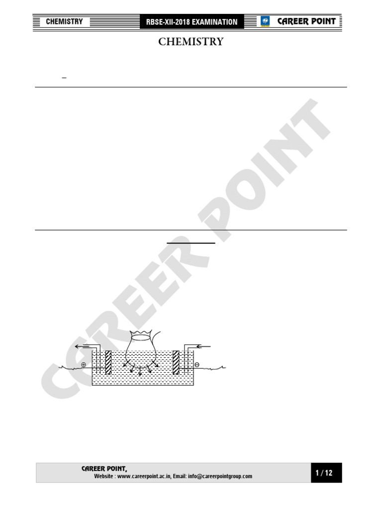 RBSE Class 12 Chemistry Exam Paper 2018 | PDF | Catalysis | Proteins