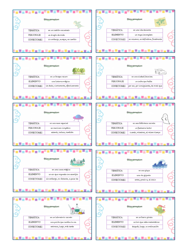 Tarjetas Escritura Creativa | PDF