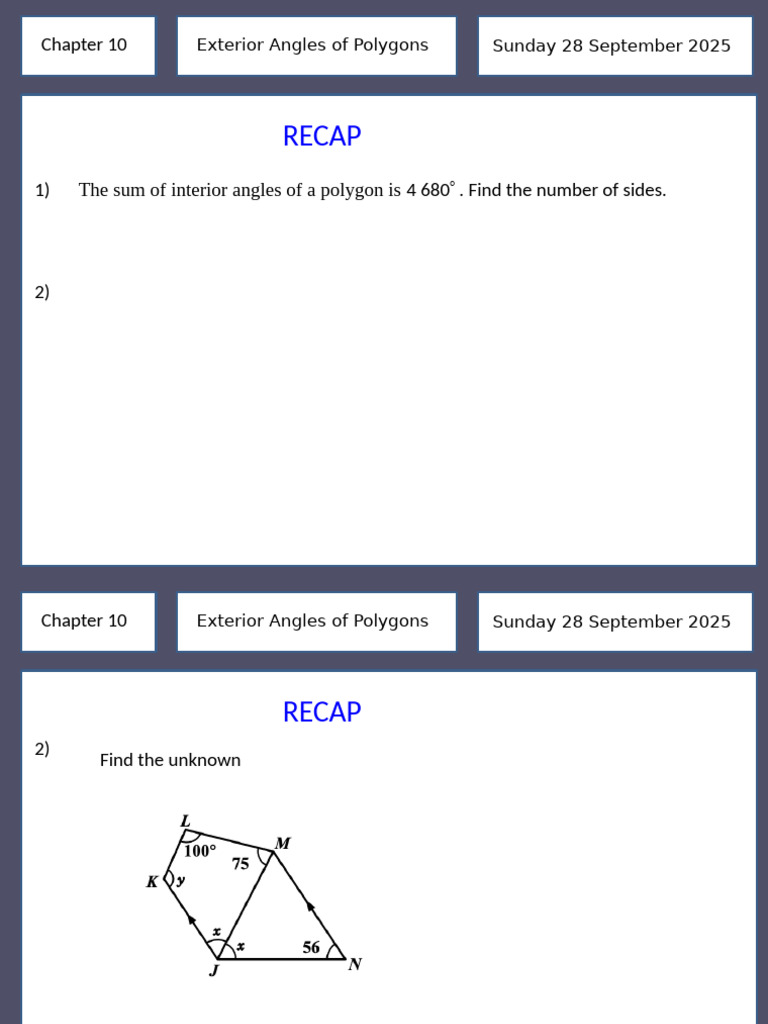 Understanding Exterior Angles of Polygons | PDF | Angle | Convex Geometry