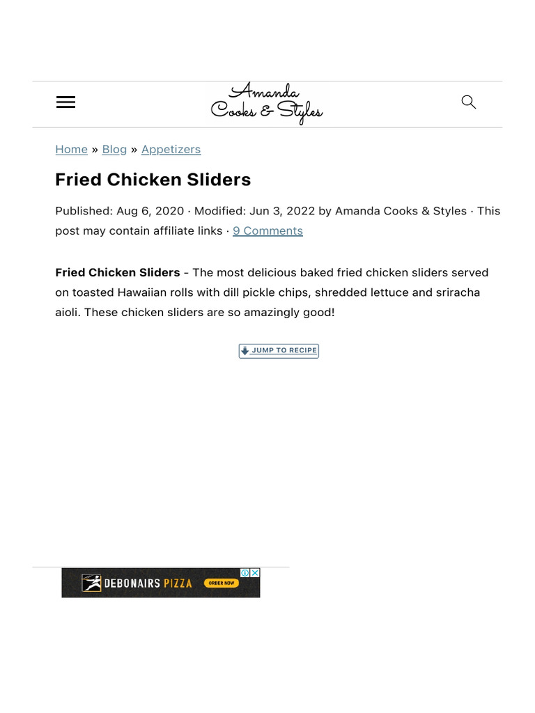 Fried Chicken Sliders - Amanda Cooks & Styles | PDF | French Fries ...