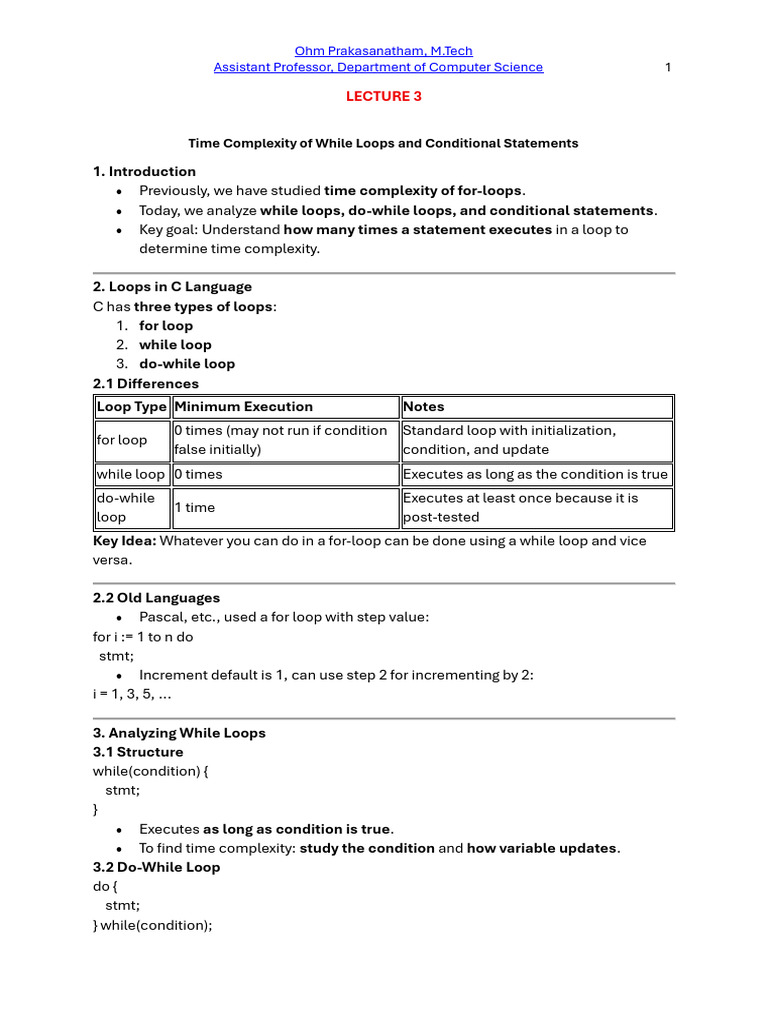 LECTURE 3 - Time Complexity #2 | PDF | Control Flow | Applied Mathematics