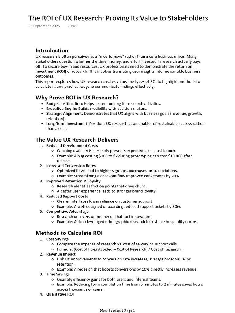 The ROI of UX Research Proving Its Value To Stakeholders | PDF | Return ...