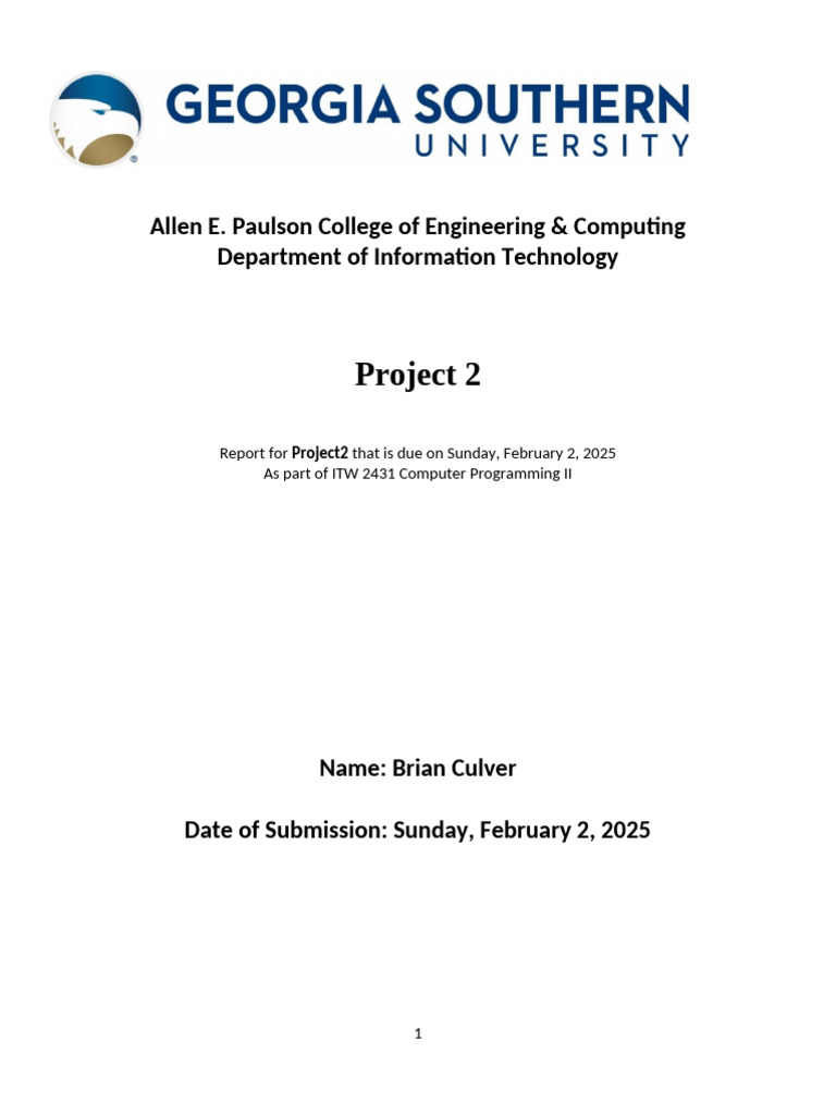 ITW2431 Project2 Report BCulver | PDF