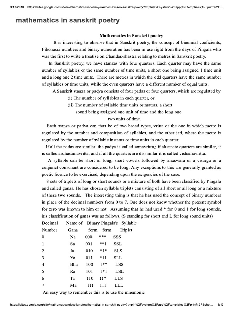 05 Mathematics in Sanskrit Poetry | PDF