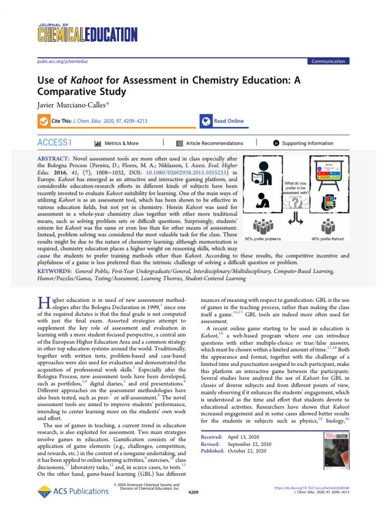 J. Chem. Educ. 2020 97 4209 | PDF | Educational Assessment | Methodology