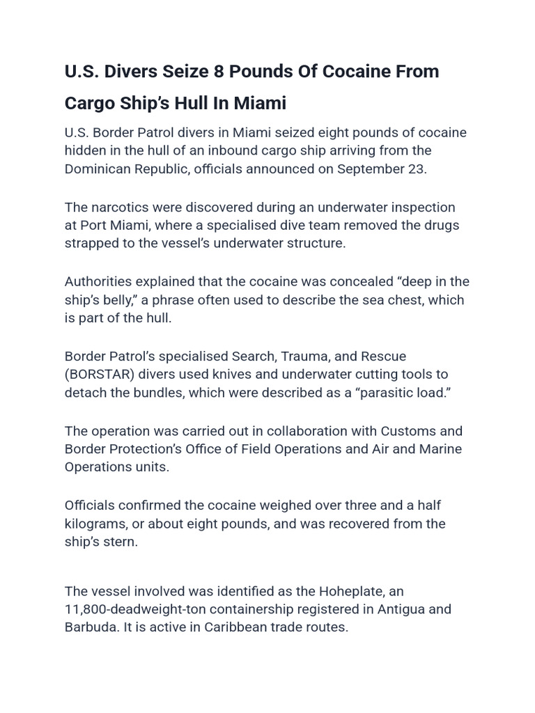 Documento Sem Título - Documentos Google | PDF | Ships | Cocaine