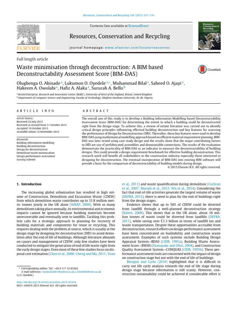Fac 4-2 Deconstruction A BIM Based Deconstructability Assessment | PDF ...