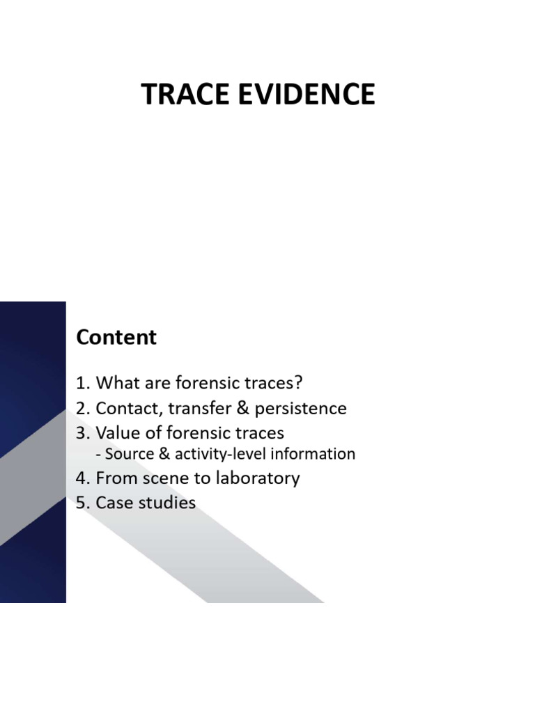 Forensic Trace Evidence Analysis | PDF | Forensic Science | Crime Scene
