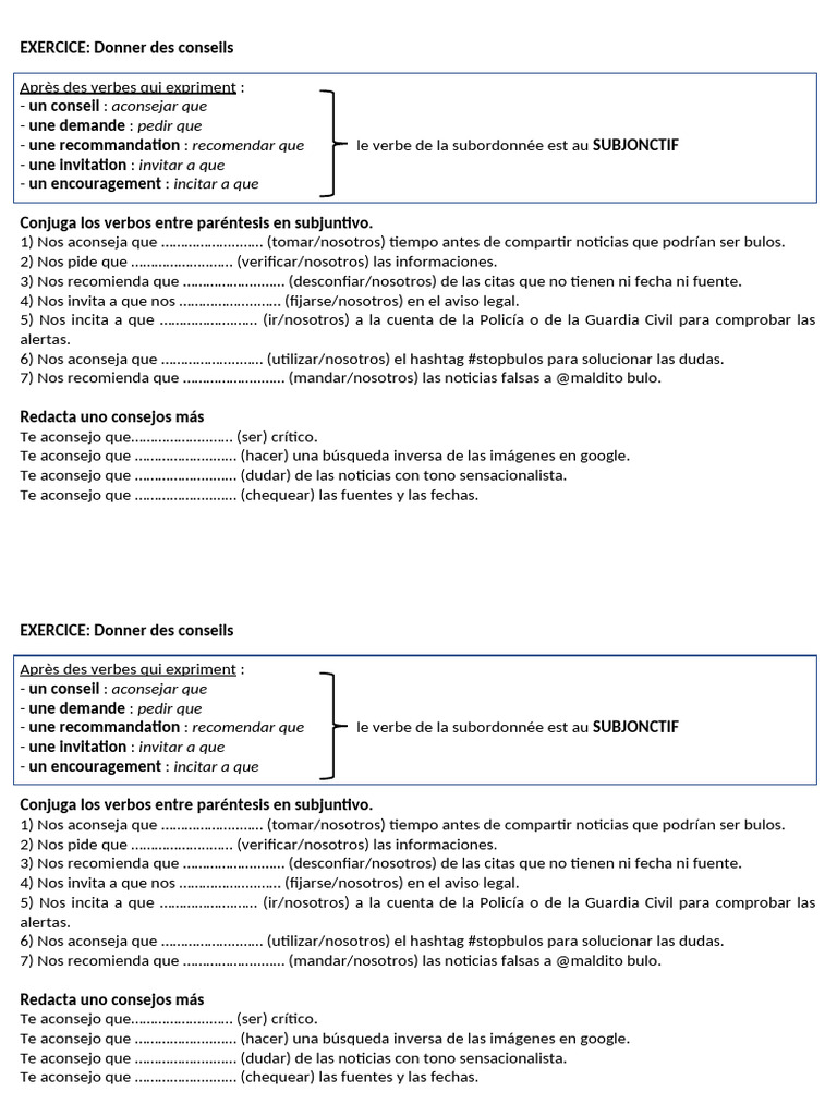 Consejos para usar el subjuntivo en español | PDF