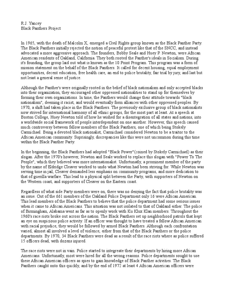 The Black Panthers | PDF | Black Panther Party | Social Movements