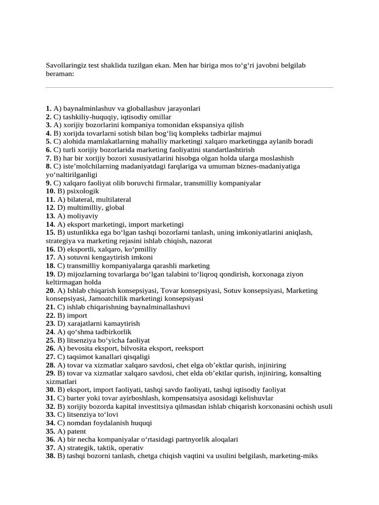 Meliyeva Javoblar | PDF