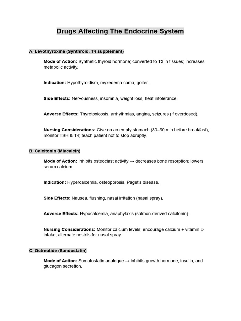 Drugs Affecting The Endocrine System | PDF | Endocrine | Glands