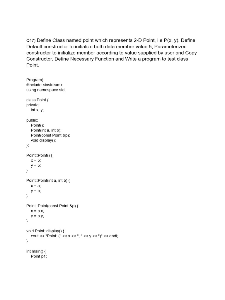 C++ Class Point: Constructors Explained | PDF