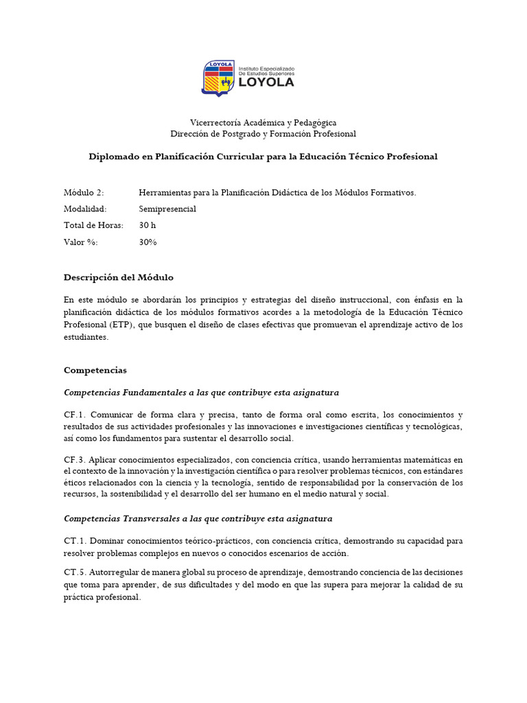 Nuevo Programa Mod 2 - Herramientas para La Planificación Didáctica de Los Módulos Formativos ...