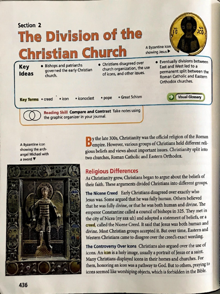 Chapter 14 Section 2 - Division of Christian Church | PDF | Icon ...