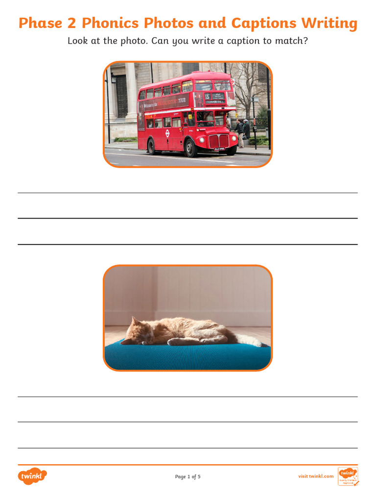 Phase 2 Phonics Photos and Captions Writing | PDF