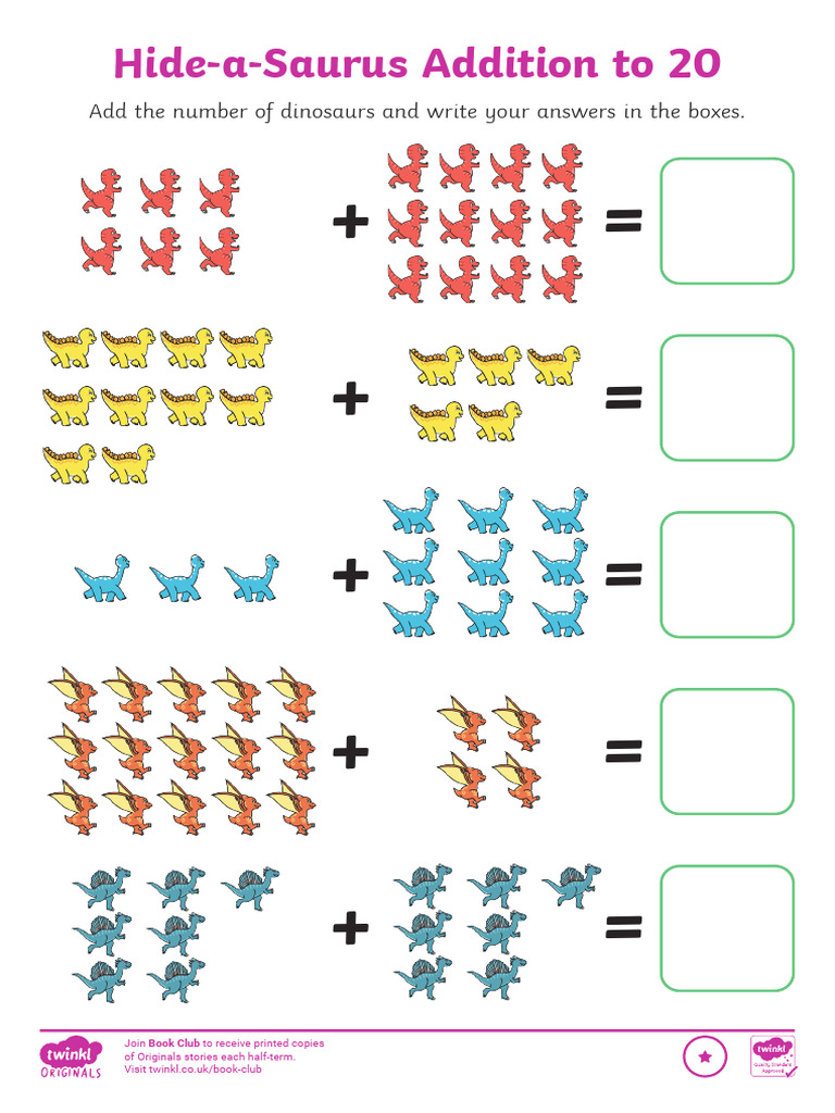 T M 34802 Hide A Saurus Addition To 20 Worksheet Ver 1 | PDF