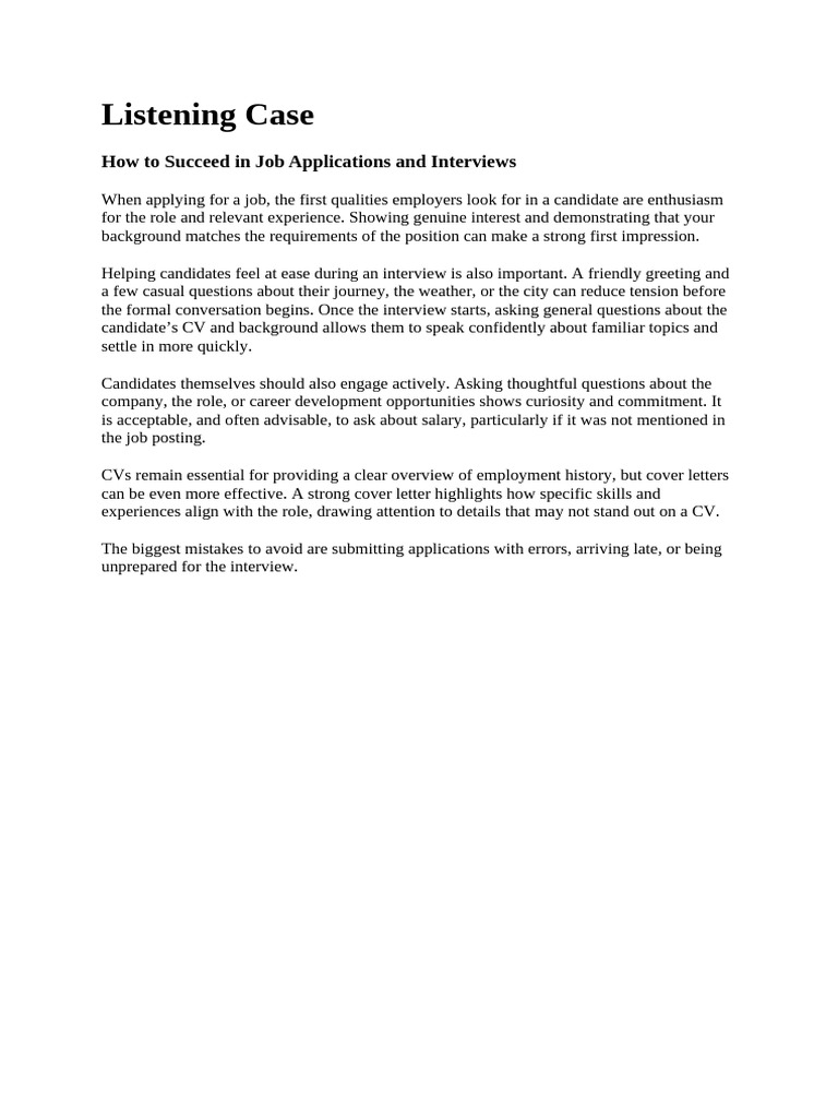 Job Application and Interview Success Tips | PDF