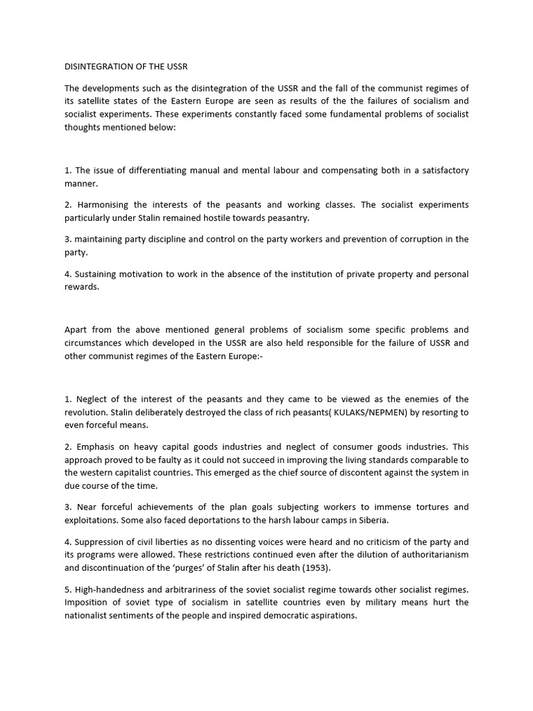 Classroom 2 Disintegration of The Ussr | PDF | Soviet Union | World ...