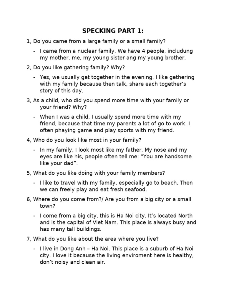 Family Life and Personal Experiences | PDF