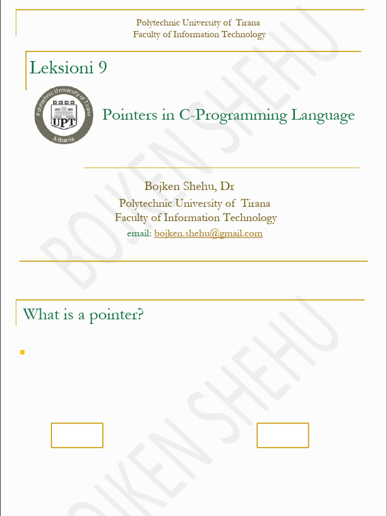 Leksioni 9 - Pointers in C Language - Bojken Shehu | PDF | Pointer ...