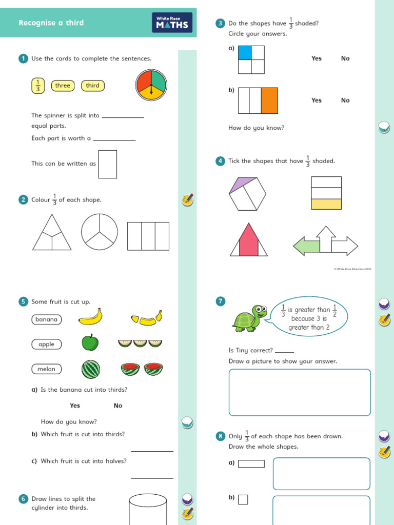 Understanding Thirds in Shapes and Fractions | PDF