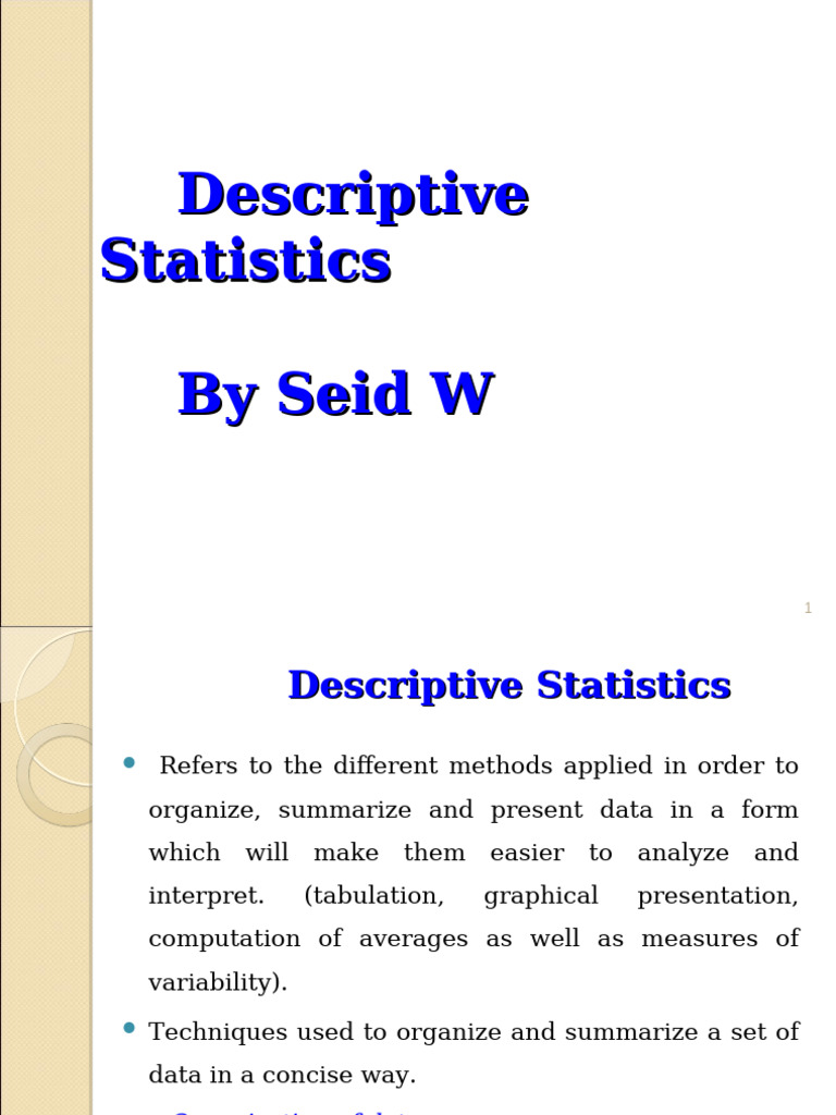 Descriptive Statistics Methods Explained | PDF | Histogram ...